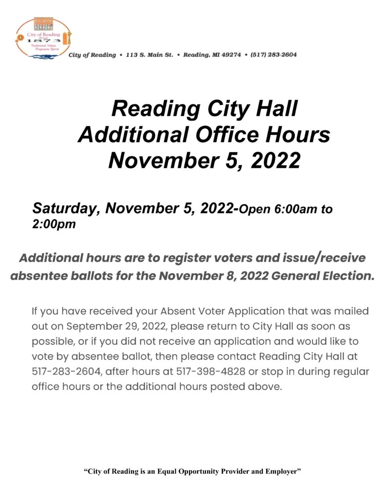 Public Notice of Additional Hours (Saturday, November 5, 2022) - City ...